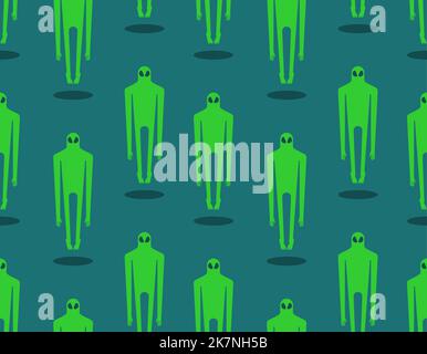 Alien Pattern seamless. Aliens green tall men Background. Kids fabric ...