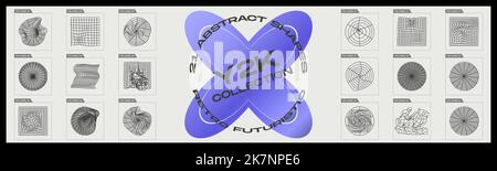 Brutalism shapes. Large set of retro objects for design. Elements for ...