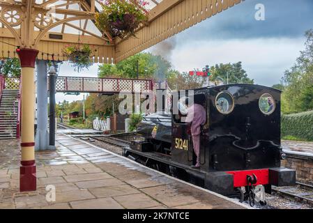 Number 51241 Pug steam engine at Ramsbottom station durring the autumn ...