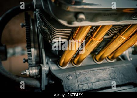 Copper pipes on engine assembly Stock Photo - Alamy