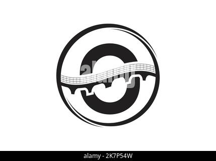 Initial S monogram letter alphabet with bridge sign. Abstract bridge ...