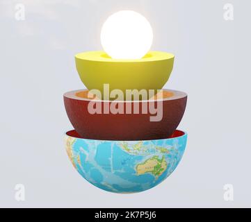 Layers of the Earth internal structure Science Diagram labelling Stock ...