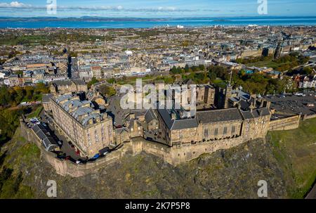 Aerial view of Edinburgh Castle UNESCO World Heritage site in Edinburgh ...