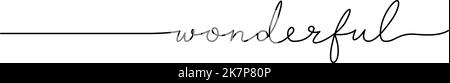 Wonder word - continuous one line with word. Minimalistic drawing of ...