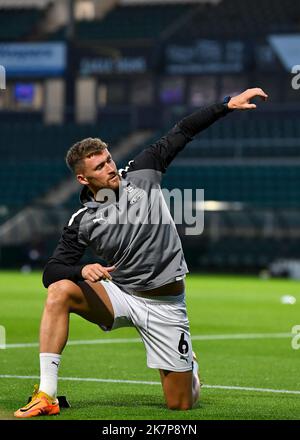 Plymouth Argyle defender Dan Scarr (6) warming up during the Papa John ...
