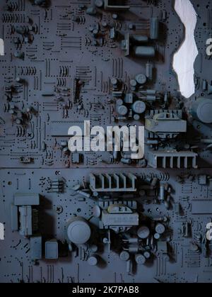 Electronic Circuit Board Painted in Dark Gray as Part of the Backdrop ...