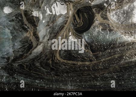 Ice cave ceiling formations 2, Katla Ice Cave, Ktlujkull Glacier ...