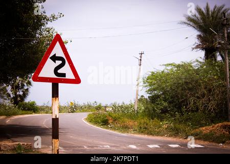 Indian road cautionary sign indicating speed breaker ahead. Sign ...