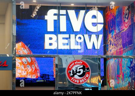 Signage for Five Below discount store at their Times Square location in ...