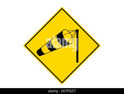 Crosswind road sign - windsock in red triangle vector illustration ...