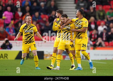 Ollie Rathbone #18 of Rotherham United crosses the ball during the Sky ...