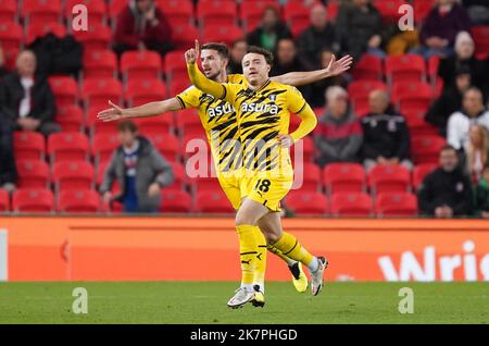 Ollie Rathbone #18 of Rotherham United crosses the ball during the Sky ...