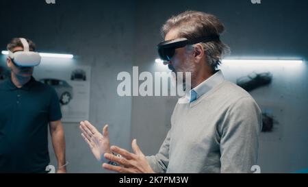 Software Development Engineer Wearing Virtual Reality Headset Gestures ...