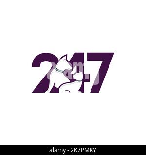 Cat icon logo with number 5 template design vector Stock Vector Image ...