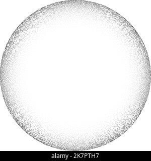 Grain circle gradient. Stippled round shape. Radial stochastic dotwork ...