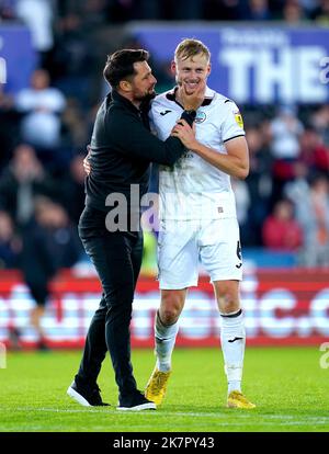 Harry Darling of Swansea City celebrates scoring his teams second goal ...