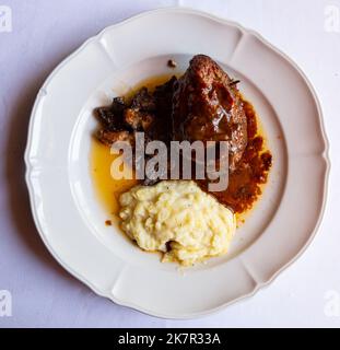 Top view of oven baked lamb Stock Photo - Alamy