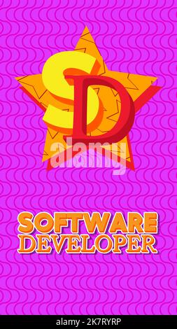 Superhero coat of arms showing Software Developer icon. Colorful comic ...