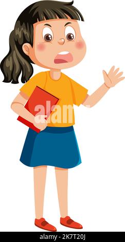 Angry girl with scowl face expression illustration Stock Vector Image ...