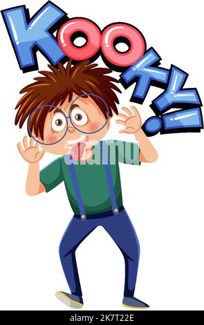 Playful cartoon character with kooky word expression illustration Stock ...