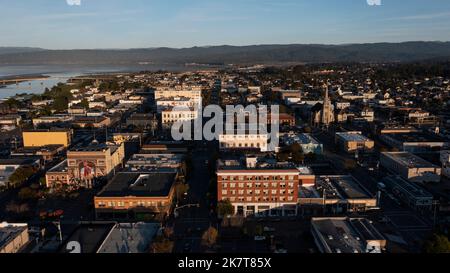 Sunset embraces historic downtown Eureka, California, USA Stock Photo ...