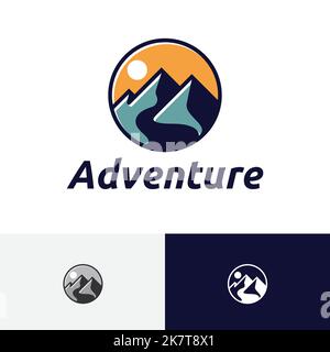 Circle landscape mountain. Art adventure logo, icon, symbol design ...