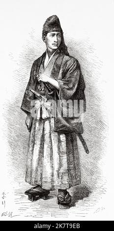 Portrait of Eugene Collache in samurai attire, Japan. Old 19th century ...