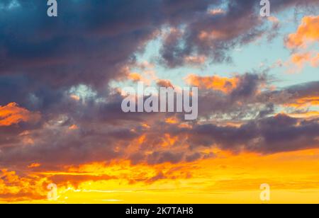 Huge view of Sunset Sunrise Sundown Sky with colorful dramatic clouds ...