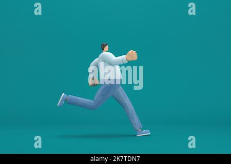cartoon character wearing jeans white long sleeve shirt. 3d illustrator ...