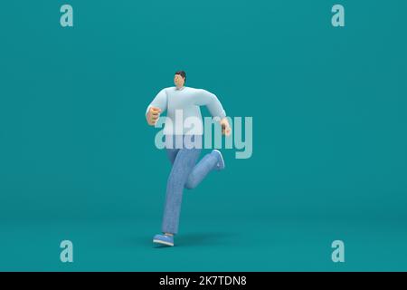 Cartoon character wearing jeans white long sleeve shirt. 3d illustrator ...