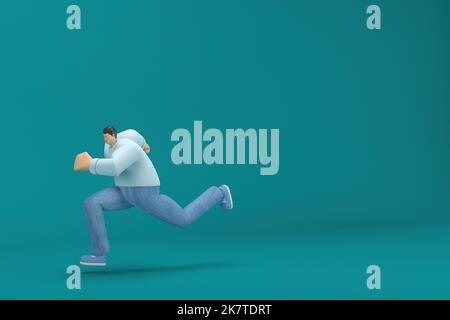 cartoon character wearing jeans white long sleeve shirt. 3d illustrator ...