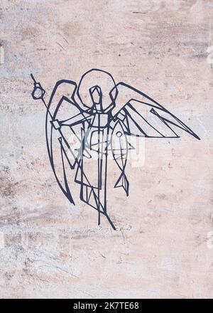 Hand drawn illustration or drawing of Raphael Archangel Stock Photo - Alamy