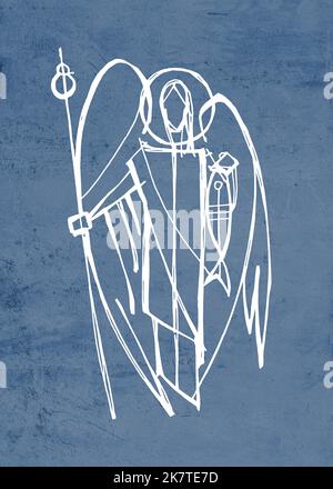 Hand drawn illustration or drawing of Raphael Archangel Stock Photo - Alamy