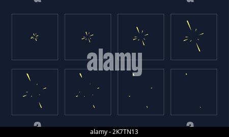 Shine effect sprite. Blast fx game sequence. Vector sunlight sparkle ...