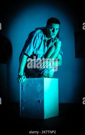 Theater actor artists player thespian perform play for audience on ...
