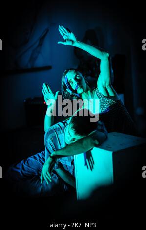 Theater actor artists player thespian perform play for audience on ...