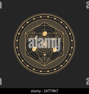 Tarot pentagram symbol of sun, moon for esoteric magic and sacred ...