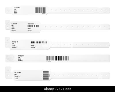 Hospital identification bracelet mockup. Medical wrist band template ...