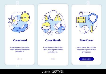 Actions outside during nuclear attack blue gradient mobile app screen ...