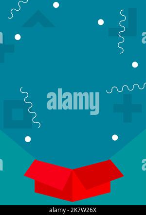 Simple business unpack, package unboxing parcel template. Vector cartoon creative background ...