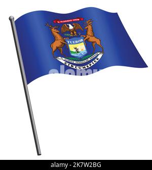 accurate correct michigan mi state flag flying waving flowing vector ...