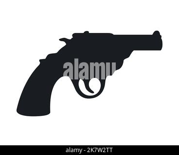 Revolver side view gun vector icon. Bullet pistol western handgun ...