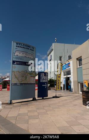 Heraklion, Crete, Greece. 2022. Port of Heraklion exterior of passenger ...