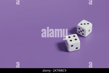A pair of dice on purple background. Casino, betting, gambling ...
