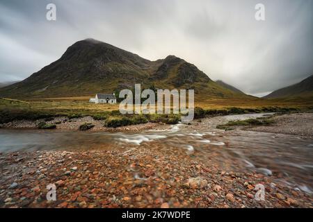 Glencoe Scotland autumn colours bothy on the moors Stock Photo - Alamy