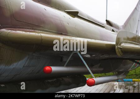 Close up shot of some fake rockets on an fighter jet plane Stock Photo ...