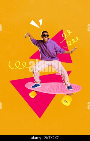 Collage artwork graphics picture of smiling funky santa claus dancing ...