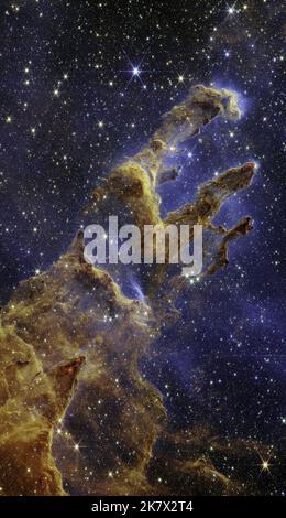 The Pillars of Creation, a small region within the vast Eagle Nebula ...