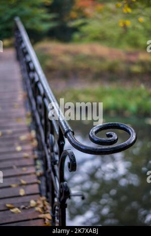 Iron bridge Park Szczytnicki in autumn Wroclaw Lower Silesia Poland ...