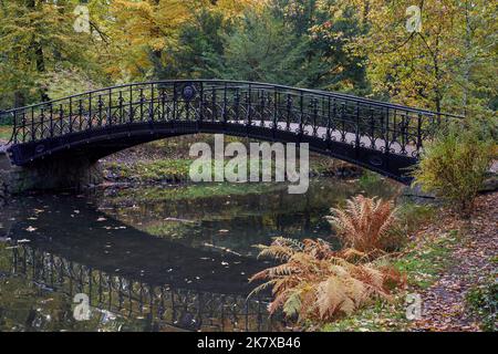 Iron bridge Park Szczytnicki in autumn Wroclaw Lower Silesia Poland ...